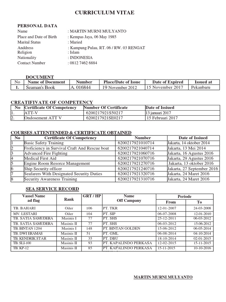 Curriculum Vitae | PDF | Sailor | Navies