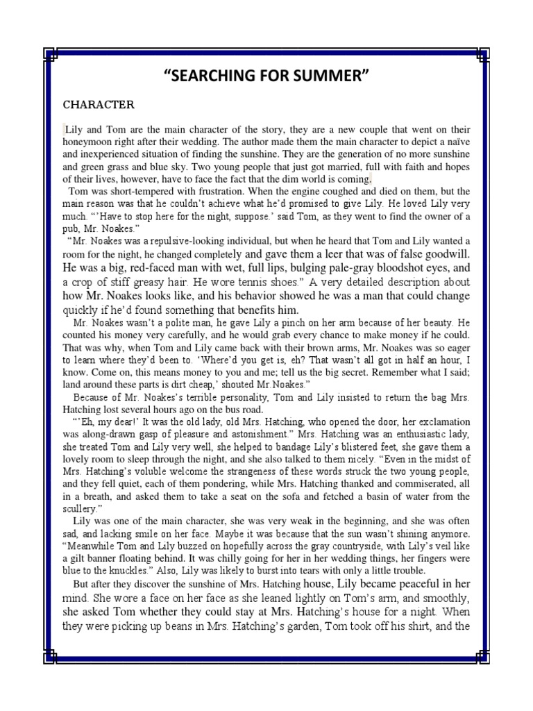 Searching For Summer | PDF | Narration | Nature