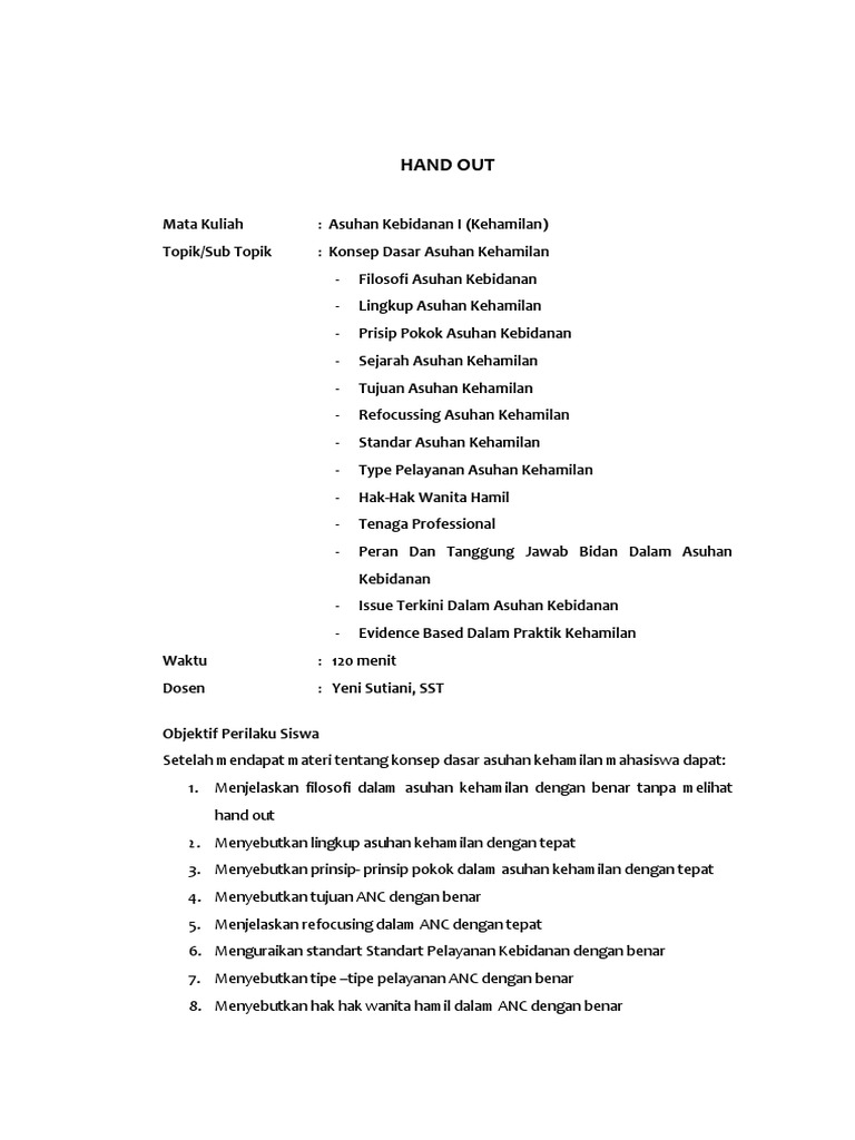 Contoh Handout 1 | PDF | Kesehatan Holistik | Sains & Matematika