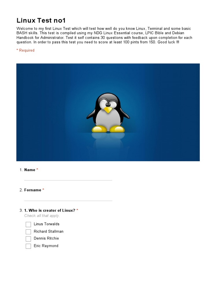 Linux Test | PDF | Linux | Unix