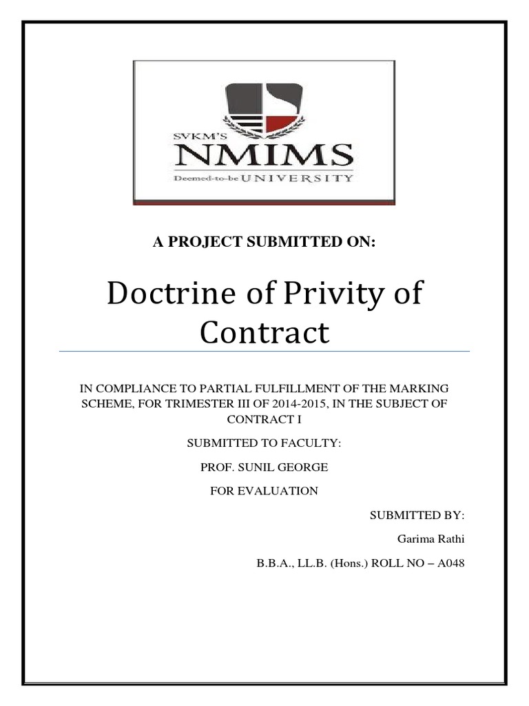 Doctrine of Privity of Contract Explained | PDF | Assignment (Law ...