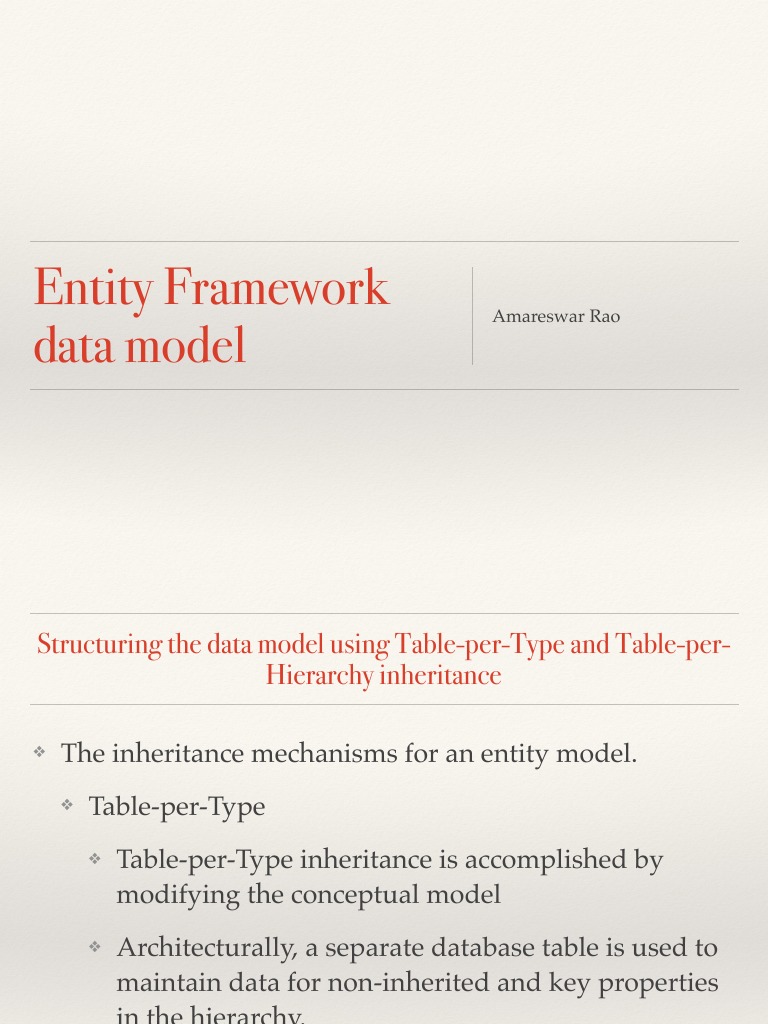 Entity Framework Inheritance Models | PDF | Conceptual Model | Data Model