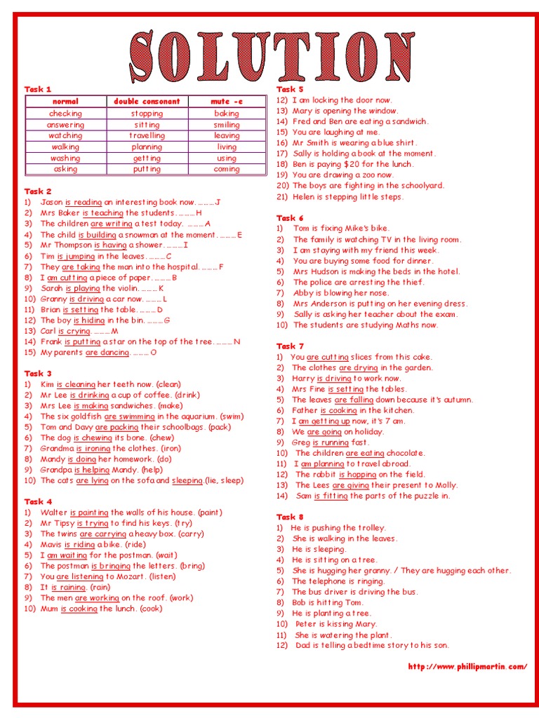 4875 Present Continuous Tense Affirmative Sentence 3 Pages 8 Tasks With Key Fully Editable | PDF ...