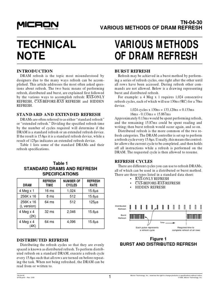 Methods of DRAM Refresh Explained | PDF | Dynamic Random Access Memory ...
