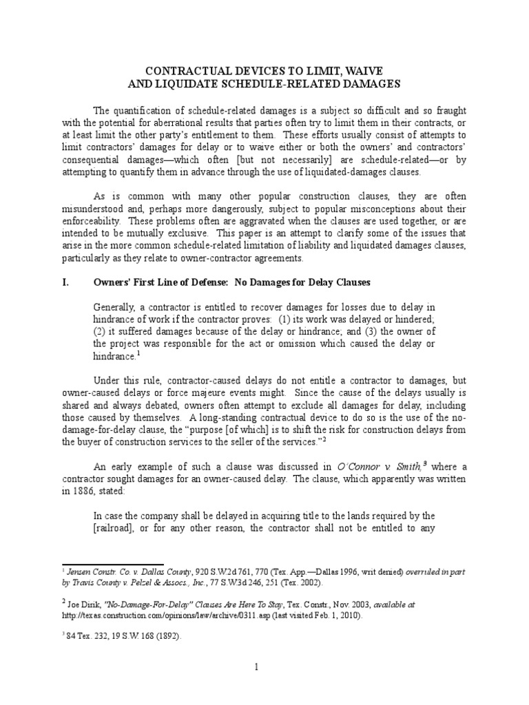 Review of Damage Limitation Clauses Austin Bar Wwa Rev. 011811 ...