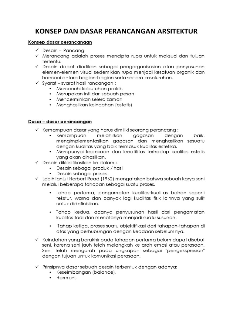 Konsep Dan Dasar Perancangan Arsitektur