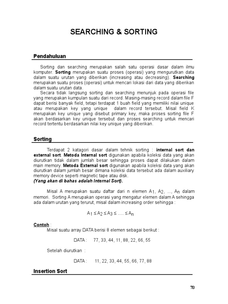 Sorting & Searching 1 | PDF