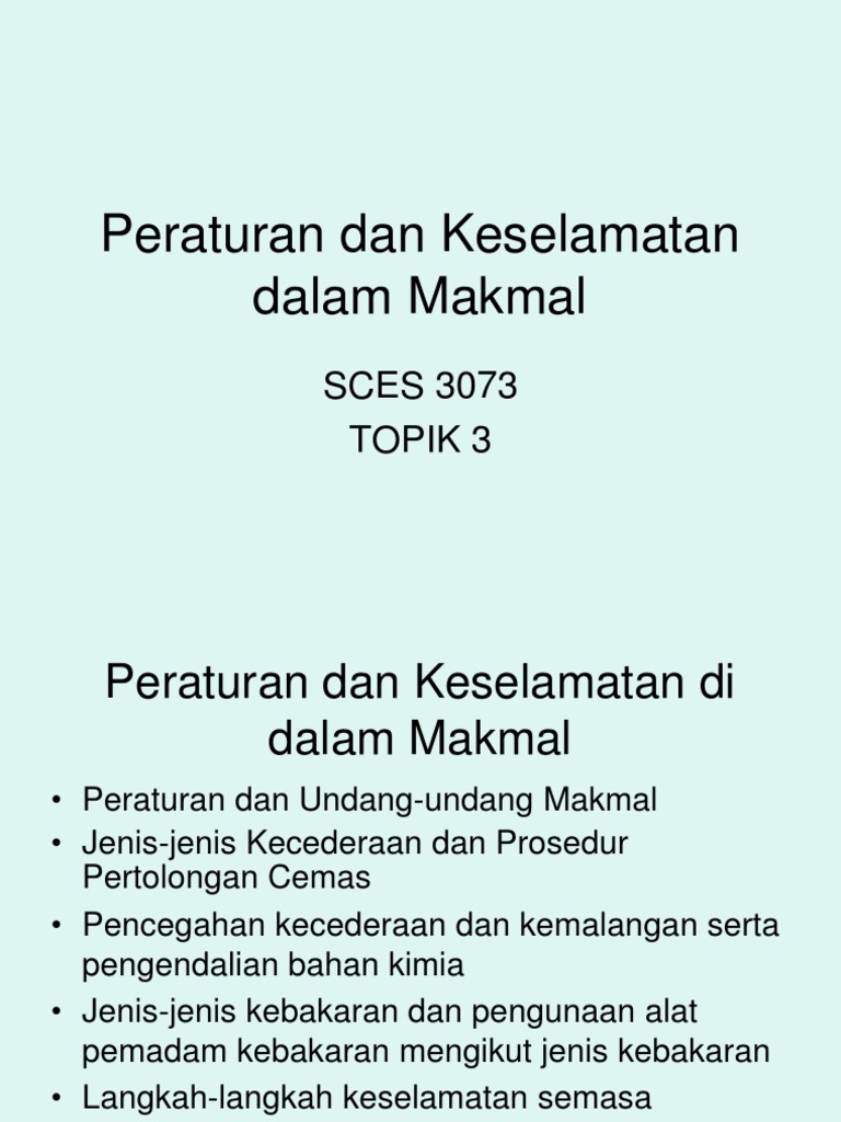 Peraturan Dan Keselamatan Makmal | PDF