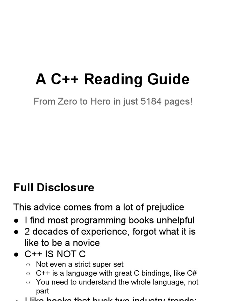 A C++ Reading Guide: From Zero To Hero in Just 5184 Pages! | PDF | C++ ...