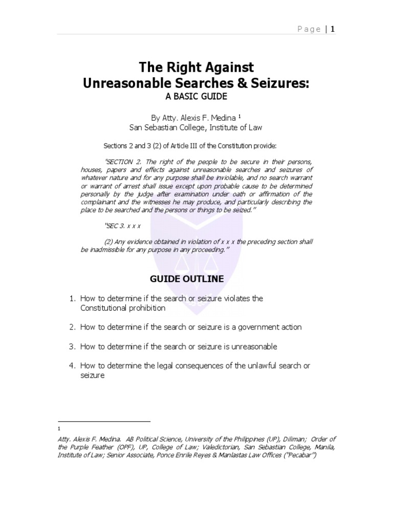The Right Against Unreasonable Searches & Seizures:: A Basic Guide ...