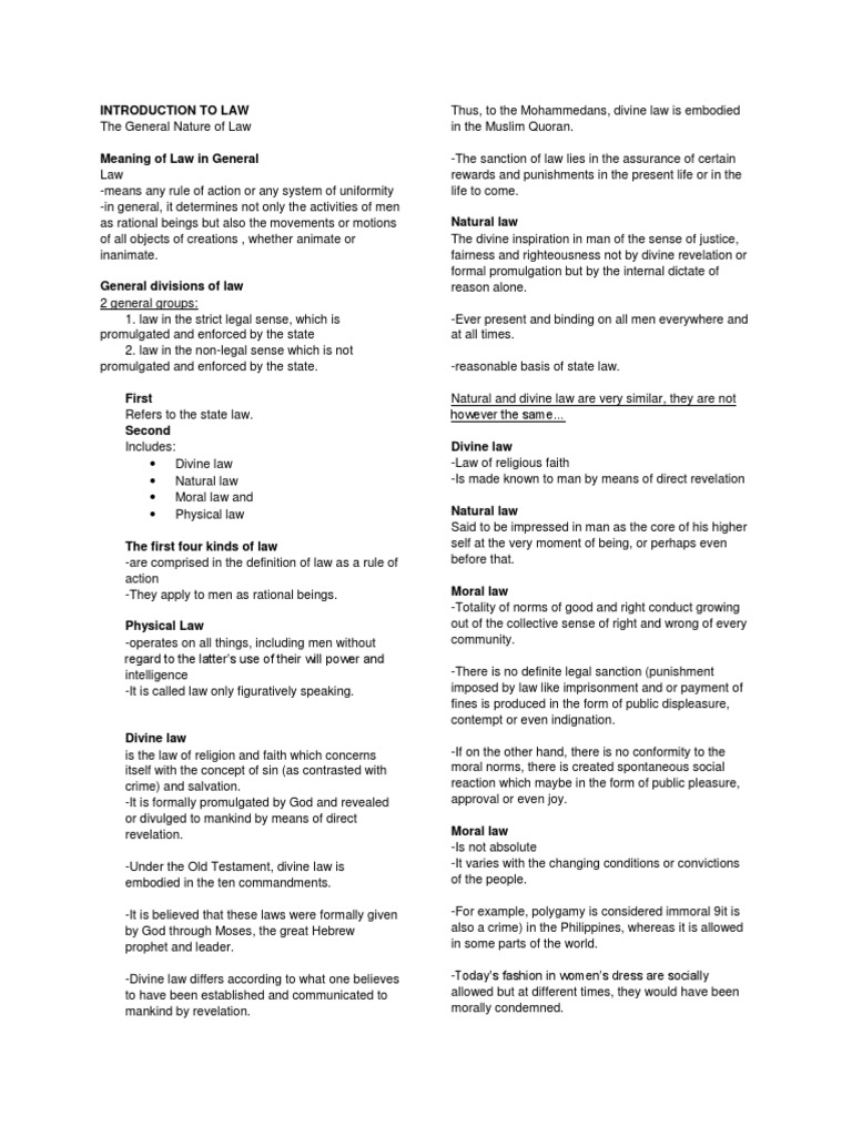 Introduction To Law Reviewer Chapter 1 | PDF | Precedent | Supreme Courts