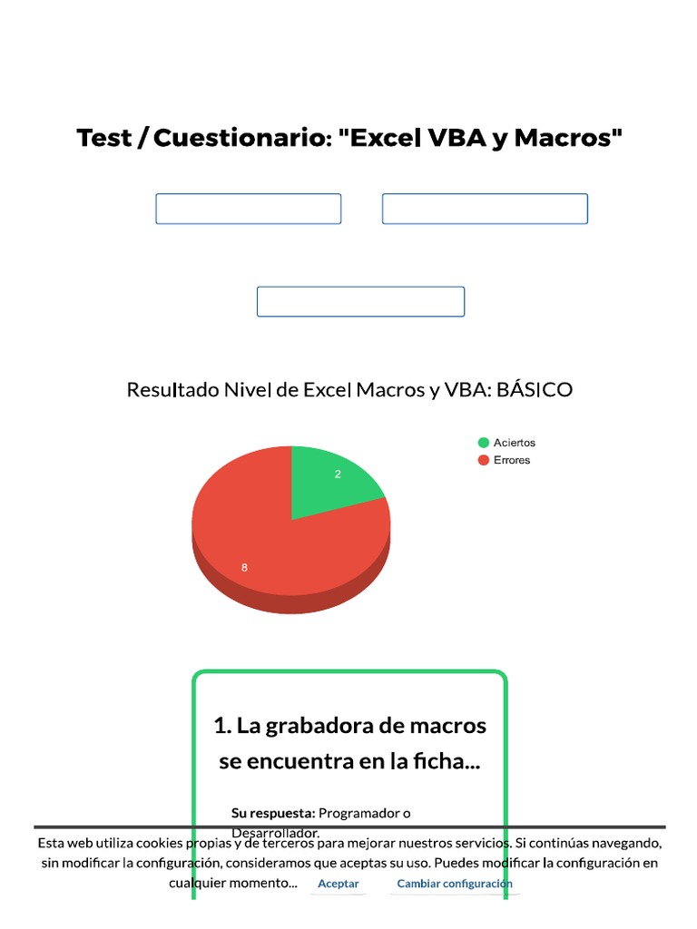 Cuestionario - Excel VBA - Macros - Trucos y Cursos de Excel | PDF
