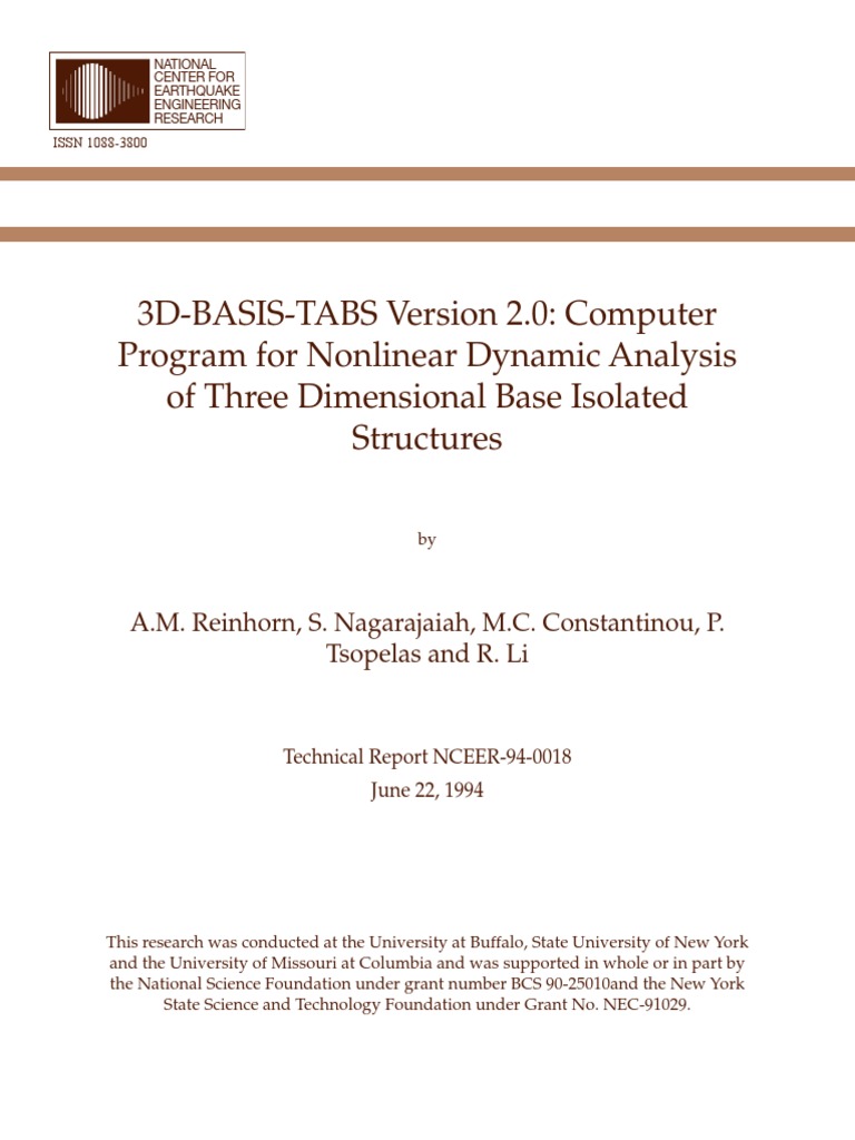 3d Basis Tabs Version 2 0 Computer Program For Nonlinear Dynamic