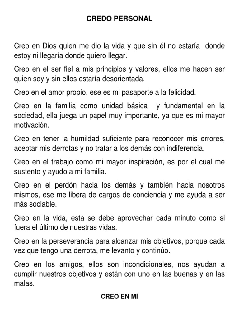 Credo Personal | Religión y creencia | Ciencia filosófica