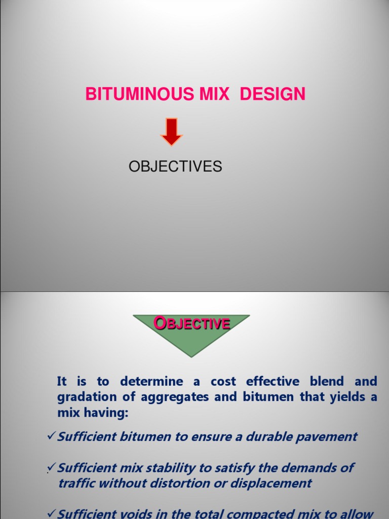 Mix Design Practice For Bituminous Mix | PDF | Asphalt | Road Surface