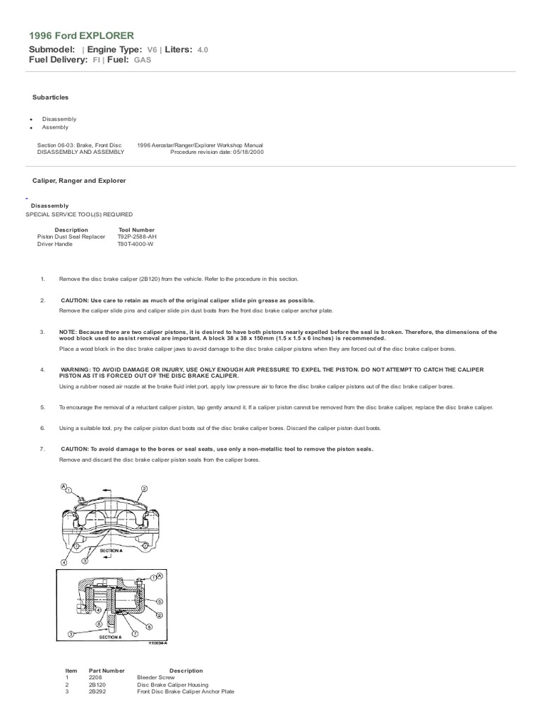 Ford Explorer Brake Caliper Guide | PDF | Piston | Brake