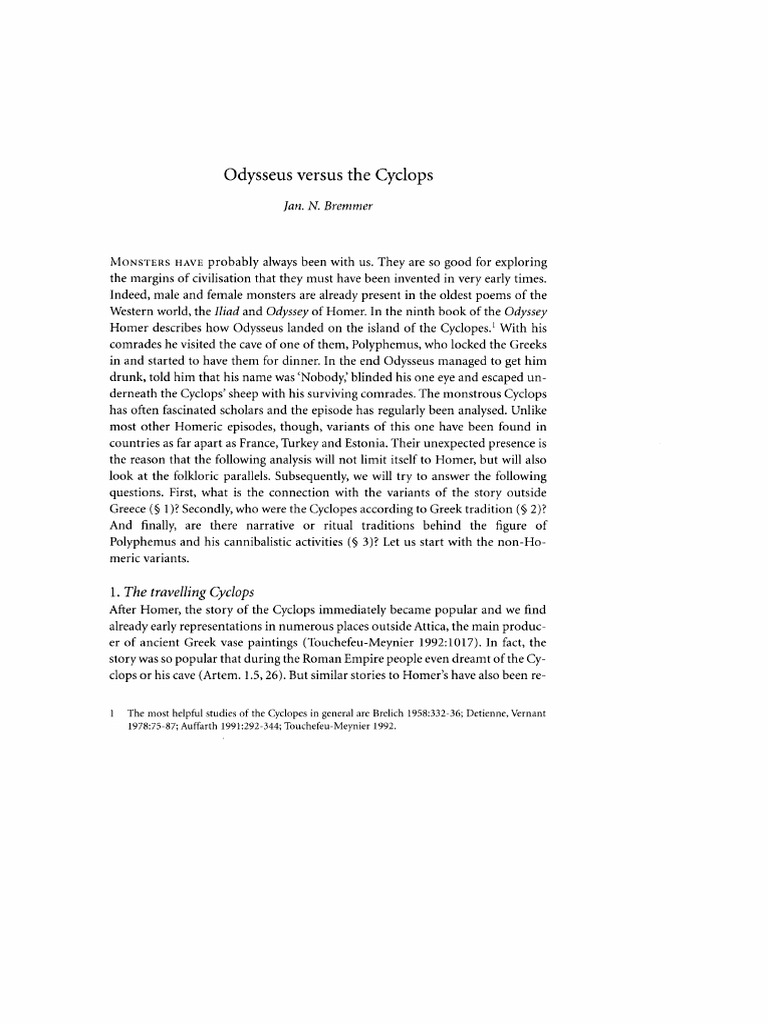 Odysseus Versus The Cyclops PDF | PDF | Greek Mythology | Odyssey