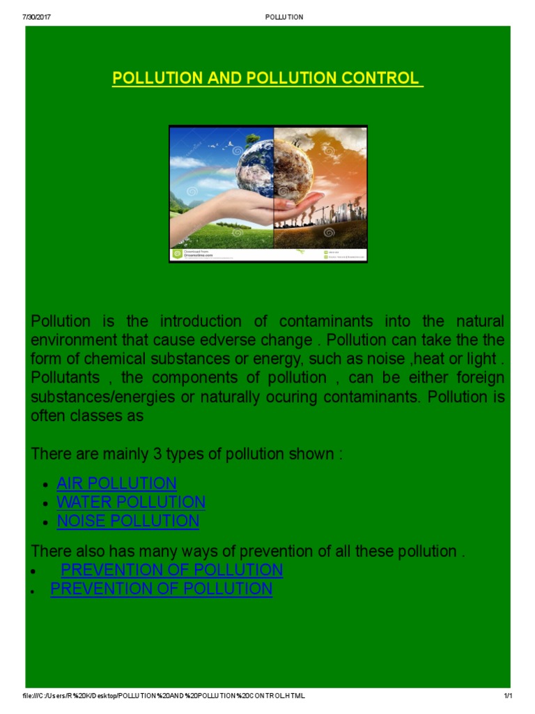 Pollution and Pollution Control | PDF