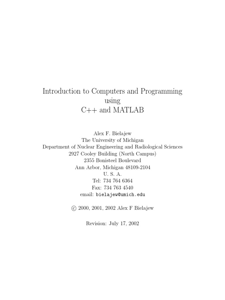 Bielajew, A. F. - Introduction To Computers and Programming Using C++ ...