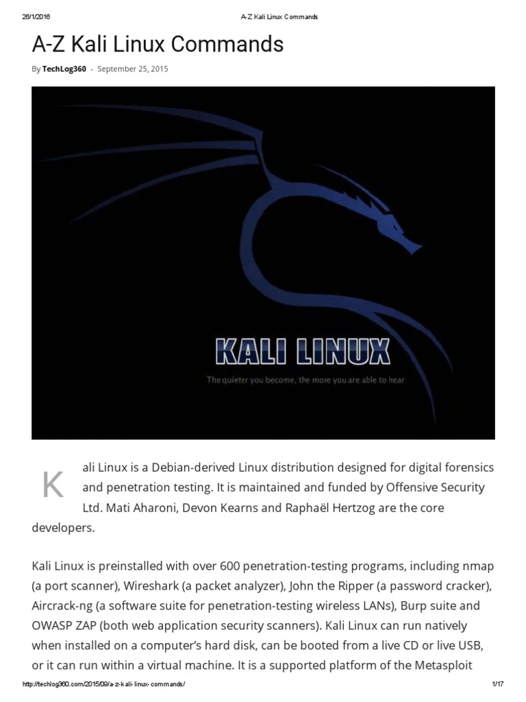 A-Z Kali Linux Commands | PDF | Unix | Computer File