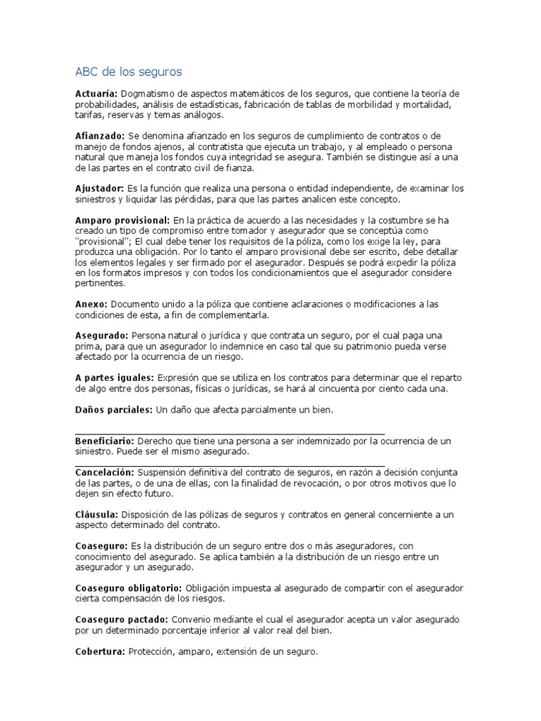ABC de Los Seguros | PDF | Póliza de seguros | Reaseguro