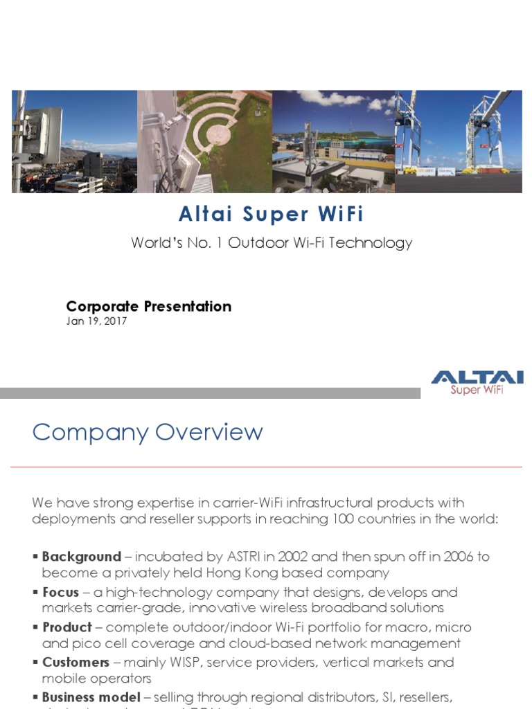 Altai Super Wifi: World'S No. 1 Outdoor Wi-Fi Technology | PDF | Wi Fi ...