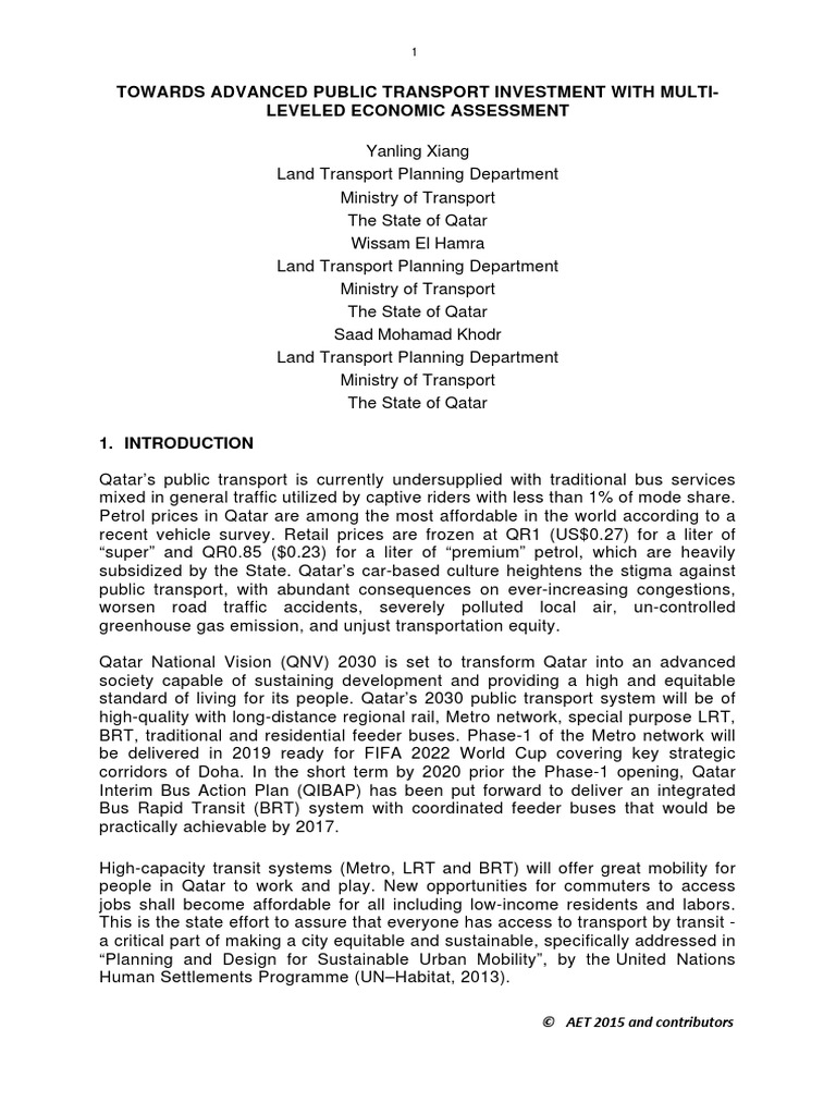 Towards Advanced Public Transport Investment With Multileveled Economic ...