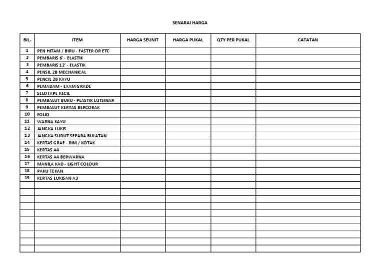 Senarai Harga | PDF