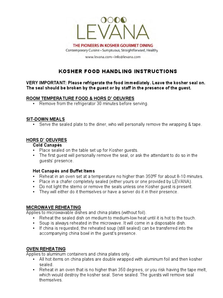 Kosher Food Serving Guidelines | PDF