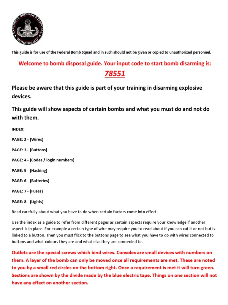 Bomb Disposal Light Color Guide | PDF | Command Line Interface ...