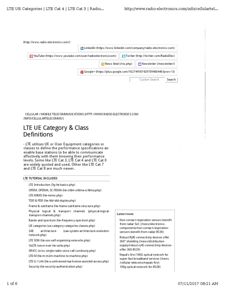 Lte Ue Category | PDF | Lte (Telecommunication) | Mimo