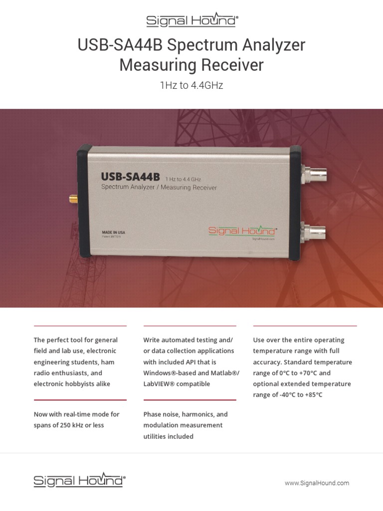 Usb-Sa44B Spectrum Analyzer Measuring Receiver: 1Hz To 4.4Ghz | PDF ...