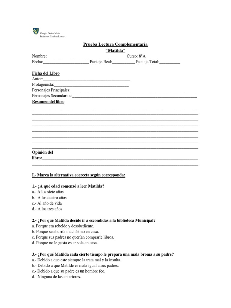 Prueba Matilda | PDF