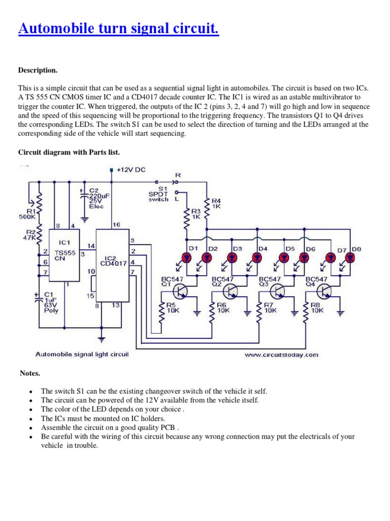 Automobile Turn Signal Circuit | PDF