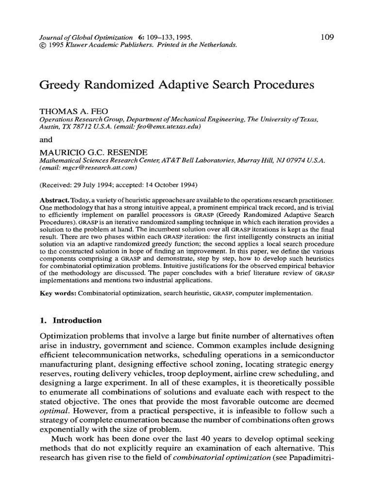 Greedy Randomized Adaptive Search Procedures | PDF | Vertex (Graph Theory) | Mathematical ...