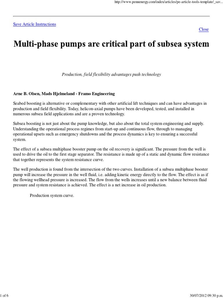 Multi Phase Pumps | Download Free PDF | Subsea (Technology) | Pump
