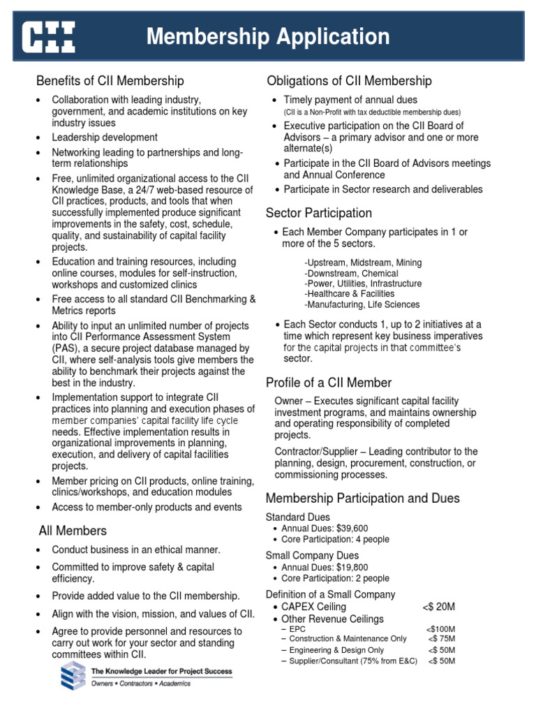 CII Member Application | PDF | Zip Code | Employment