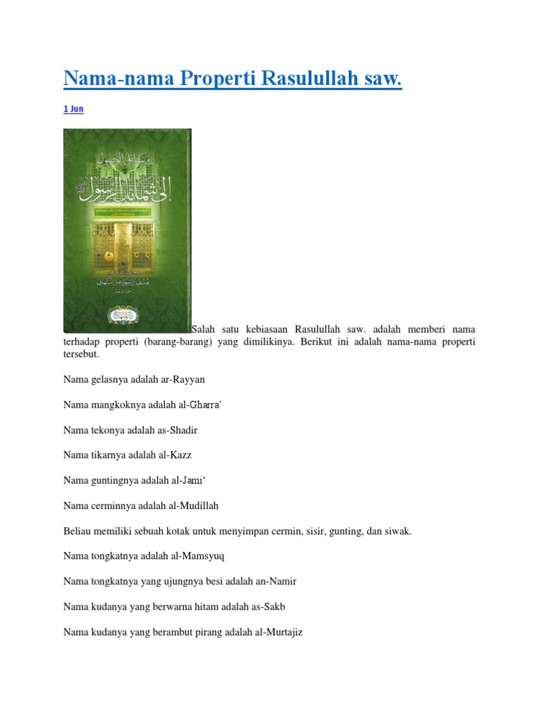 Kisah Rasulullah Nama-Nama Harta | PDF