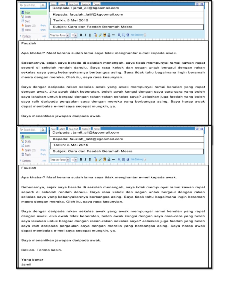 Email BM Tahun 2 | PDF