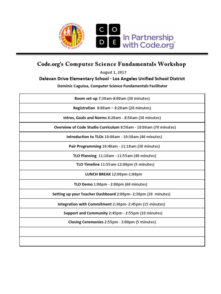 Workshop Agenda | PDF | Computer Science | Learning