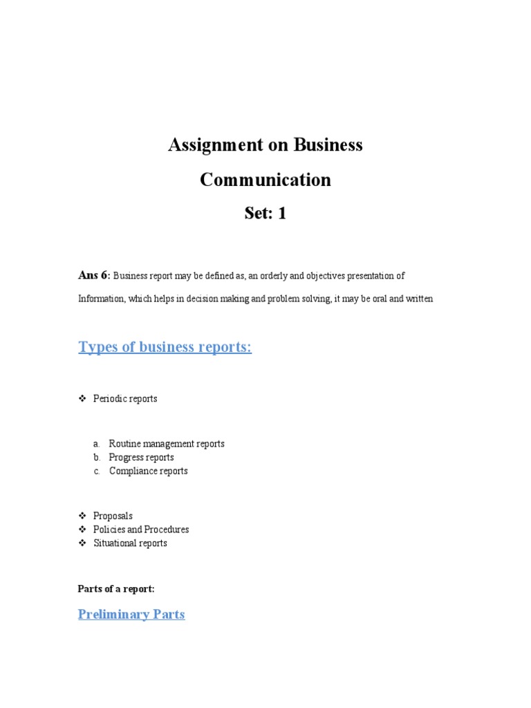 The Assignment on Business Communication