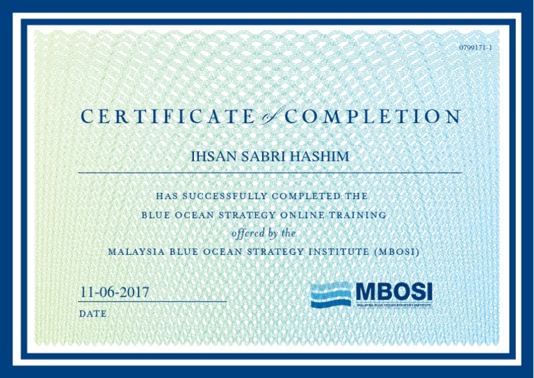 Blue Ocean Strategy Training Certificate | PDF