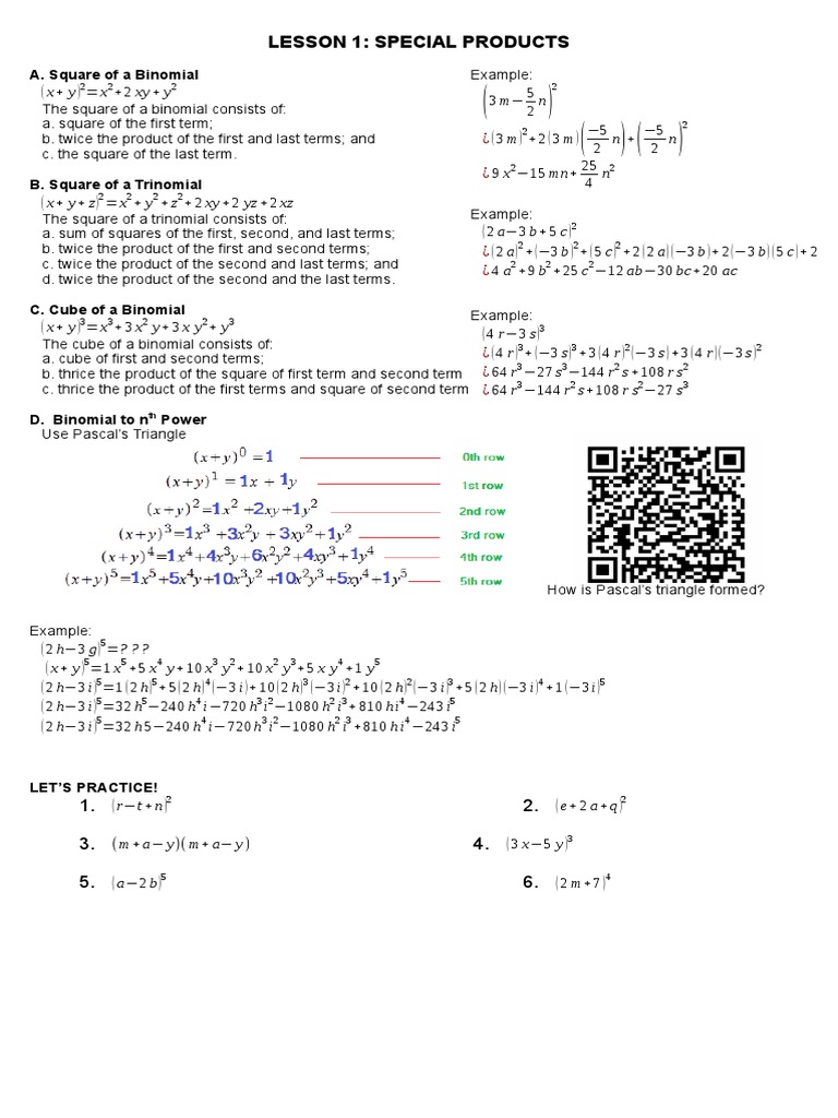 Special Products and Factoring | PDF | Algebra | Functions And Mappings