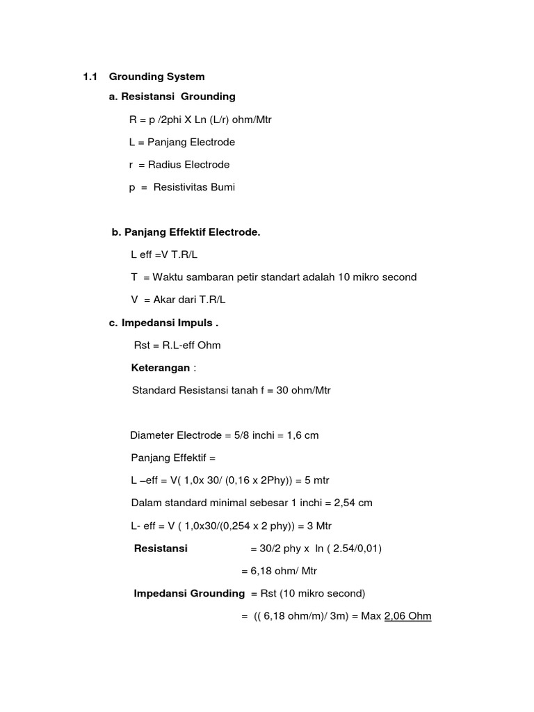 1.1 Grounding System A. Resistansi Grounding | PDF
