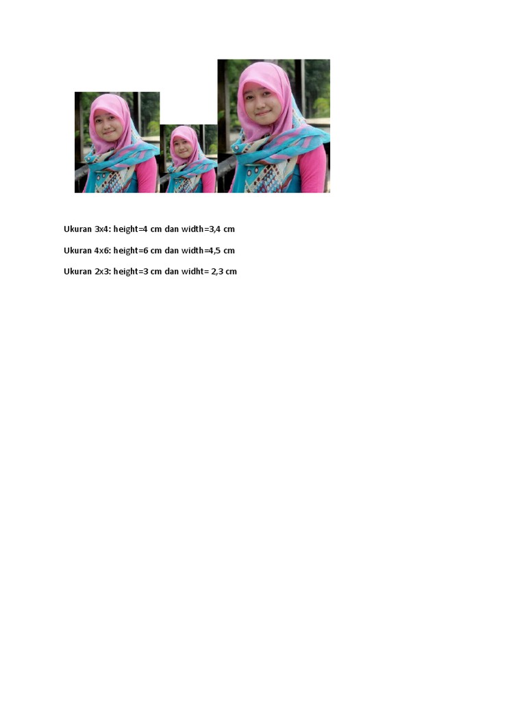 Ukuran Foto 2x3, 3x4,4x6 | PDF