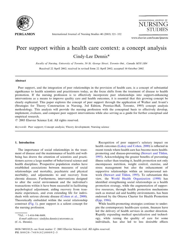 Peer Support in Nursing Care Analysis | PDF | Stress (Biology) | Coping ...