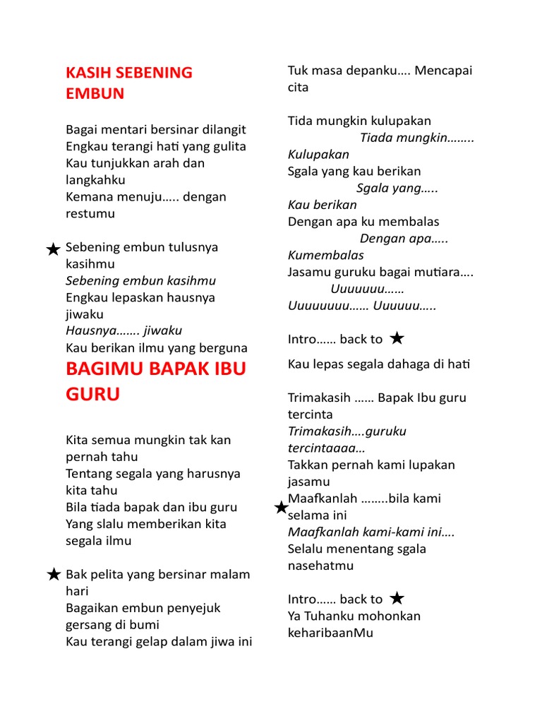 Lirik Lagu Kasih Sebening Embun | PDF