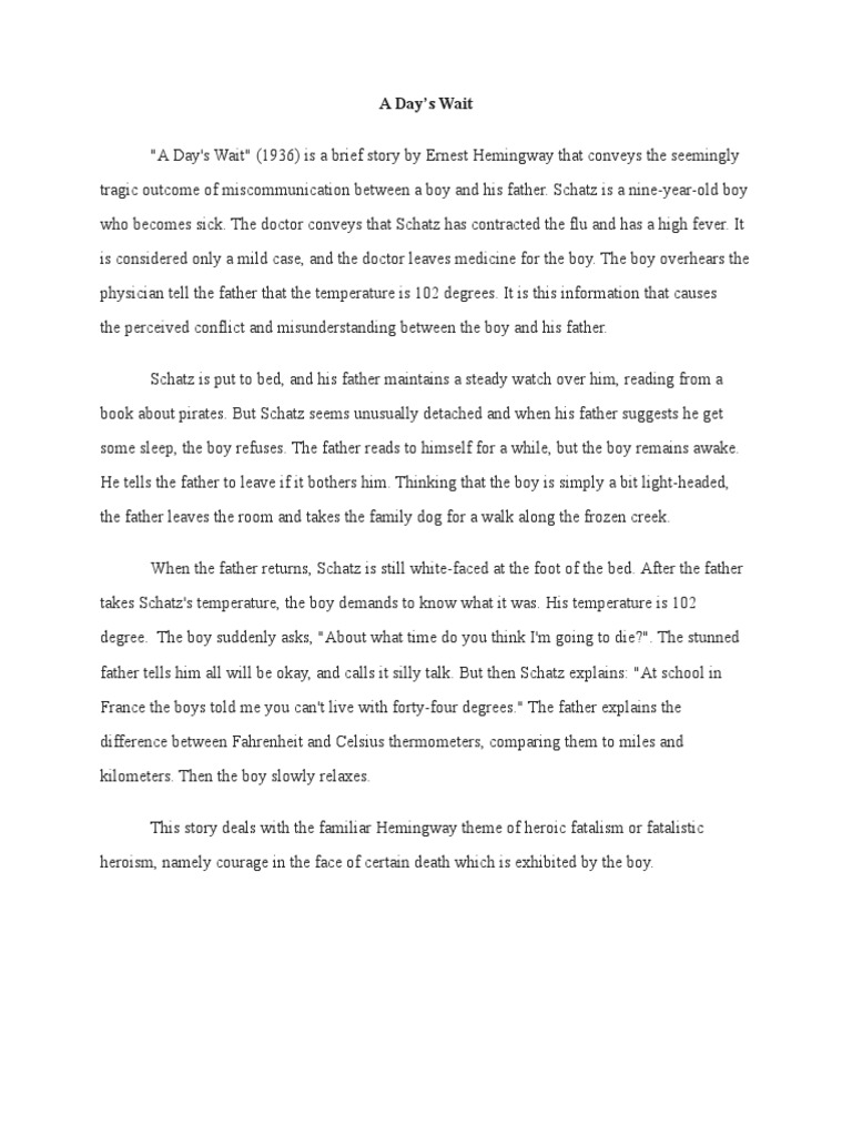 A Day's Wait | PDF | Mystery, Thriller & Crime Fiction