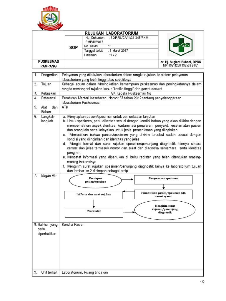8.1.7.6 SOP Rujukan Laboratorium | PDF