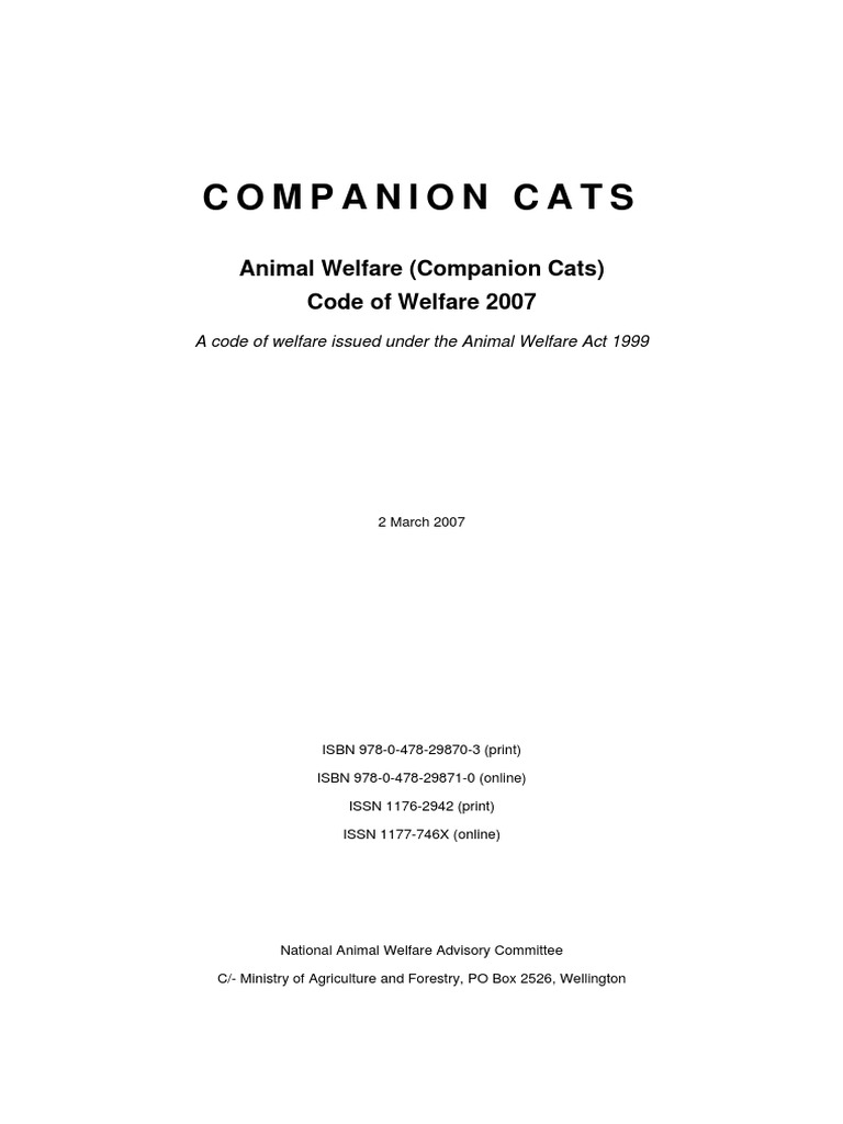 Cats Code of Welfare | PDF | Animal Welfare | Cats